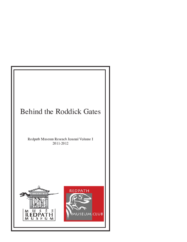 (PDF) Behind the Roddick Gates: Volume I