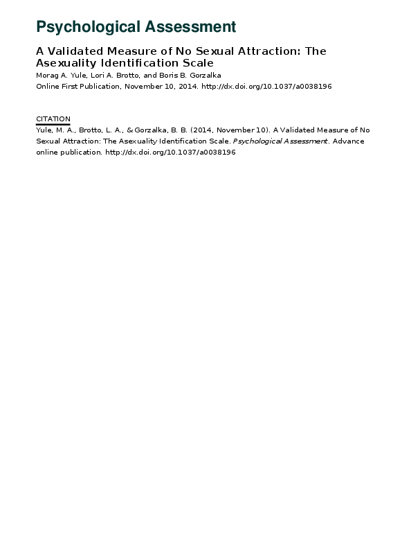 (PDF) A validated measure of no sexual attraction: The Asexuality ...