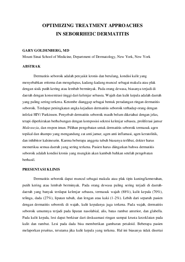 OPTIMIZING TREATMENT APPROACHES IN SEBORRHEIC DERMATITIS