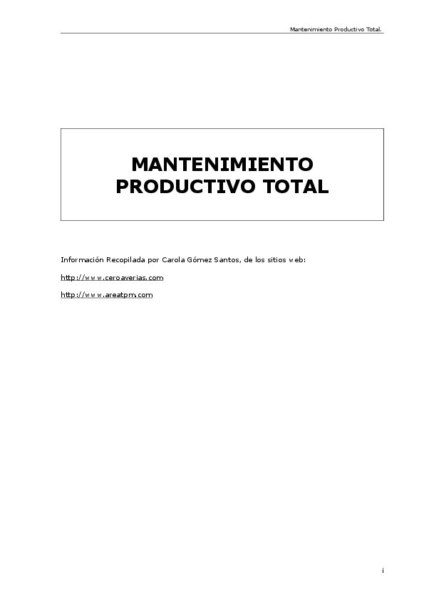 (PDF) MANTENIMIENTO PRODUCTIVO TOTAL