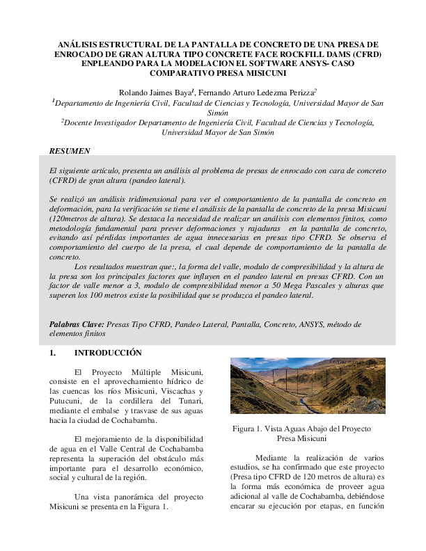 (PDF) ANÁLISIS ESTRUCTURAL DE LA PANTALLA DE CONCRETO DE UNA PRESA DE ...