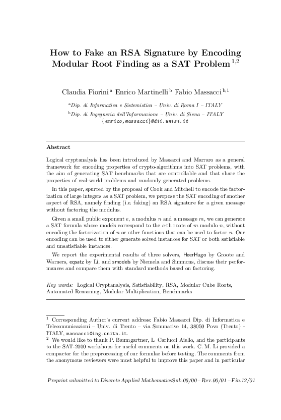 (PDF) How to fake an RSA signature by encoding modular root finding as ...