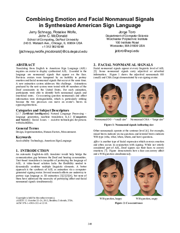 (PDF) Combining emotion and facial nonmanual signals in synthesized ...
