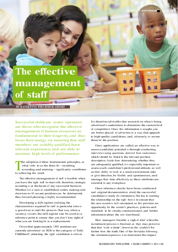 (PDF) Effective Management of Staff