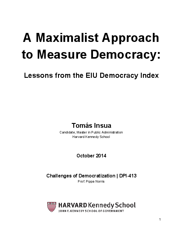 Pdf A Maximalist Approach To Measure Democracy Lessons From The Eiu Democracy Index