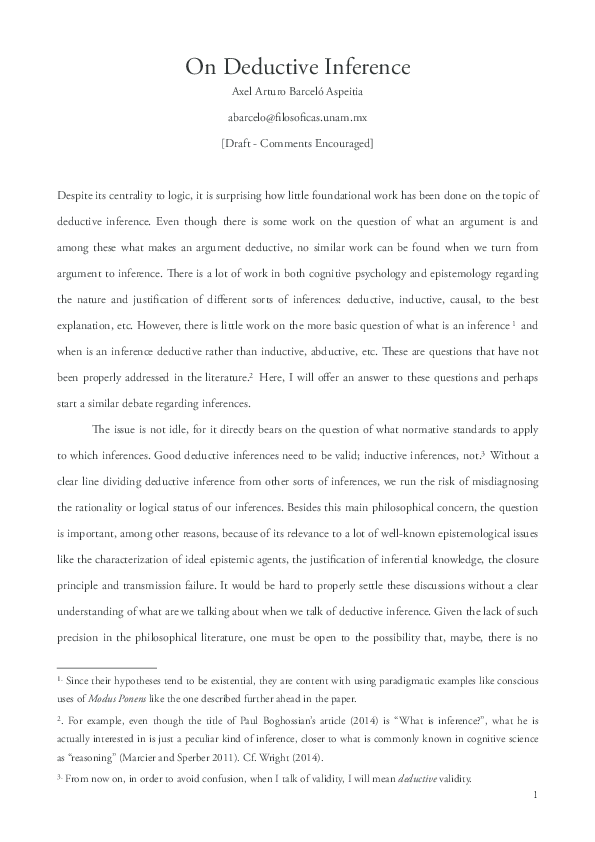 (PDF) On Deductive Inference