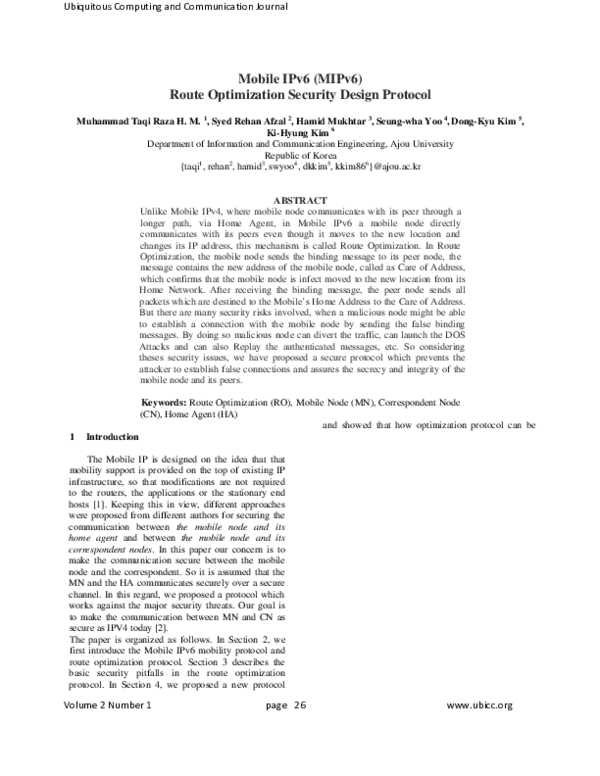 (PDF) Route Optimization Security Design Protocol