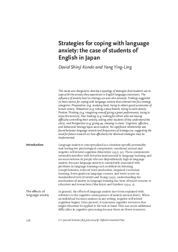 (PDF) Strategies for coping with language anxiety: the case of students ...