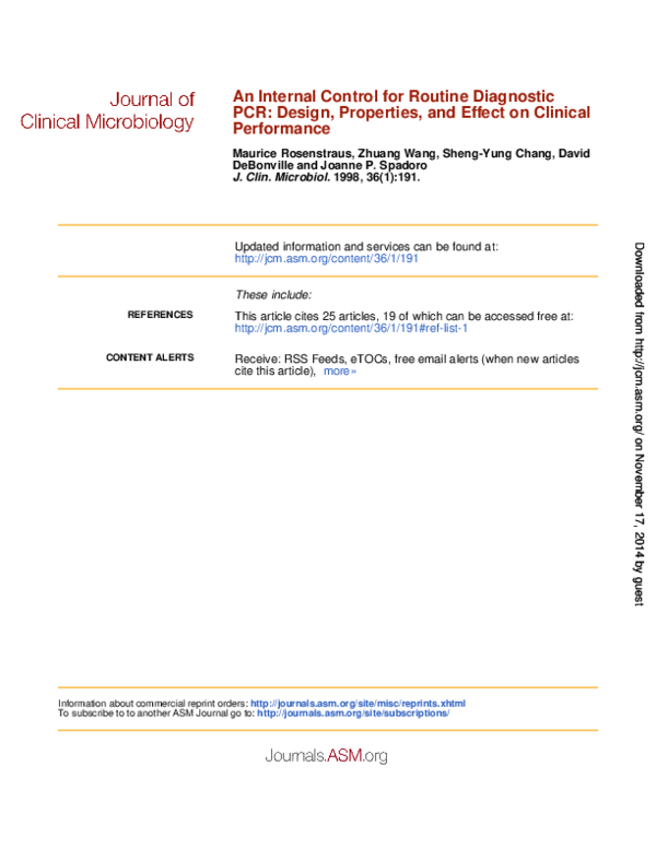 (PDF) An Internal Control for Routine Diagnostic PCR: Design ...