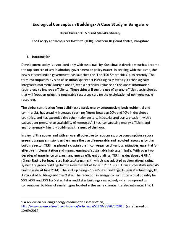 (PDF) Ecological Concepts in Buildings-A case study in Bangalore