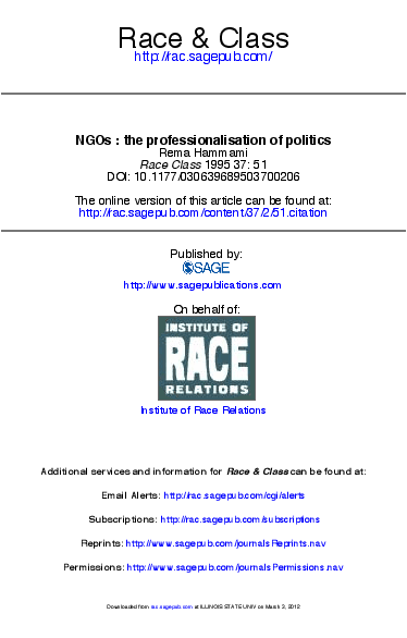 (PDF) NGO's: The Professionalization of Politics