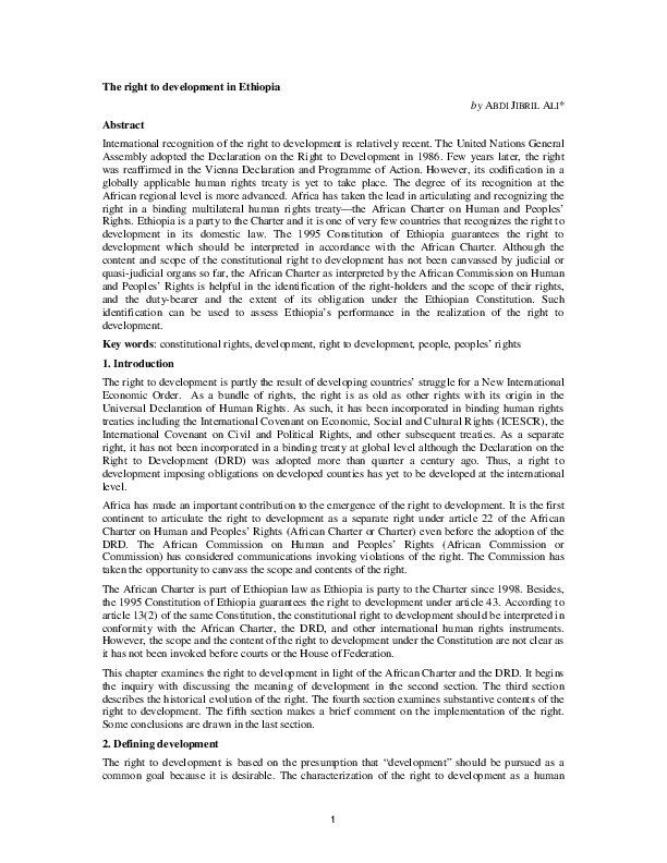 (PDF) The Right to Development in Ethiopia