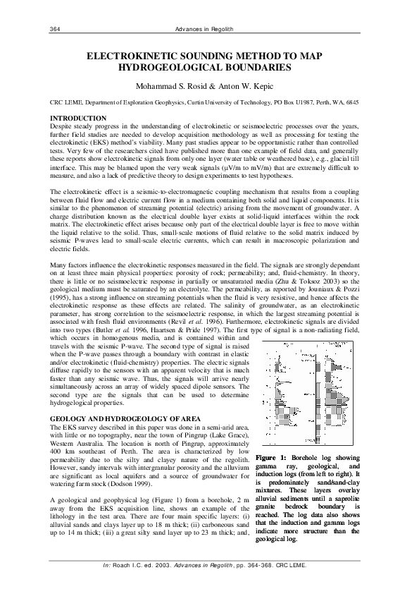 (PDF) ELECTROKINETIC SOUNDING METHOD TO MAP HYDROGEOLOGICAL BOUNDARIES
