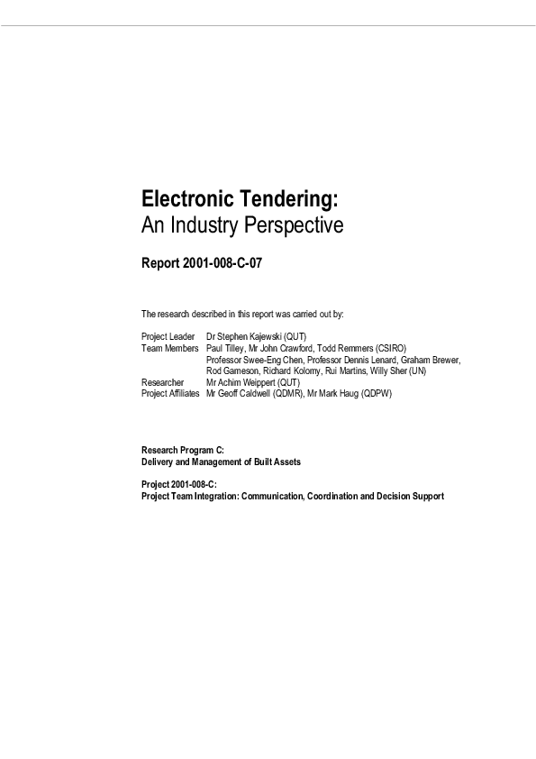 (PDF) Electronic Tendering
