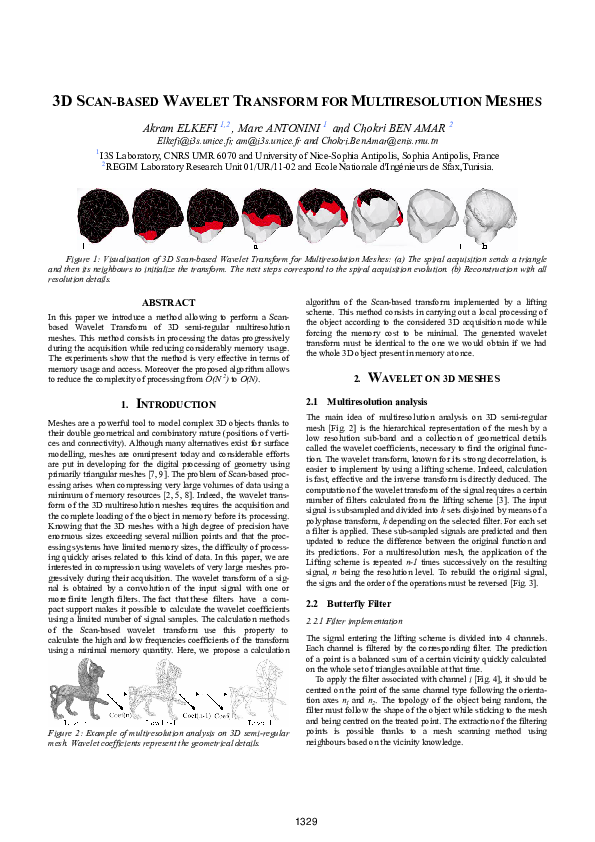 (PDF) 3D SCAN-BASED WAVELET TRANSFORM FOR MULTIRESOLUTION MESHES