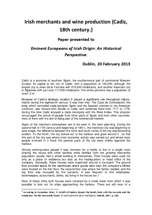 (DOC) Irish merchants and wine production (Cadiz, 18th century.)