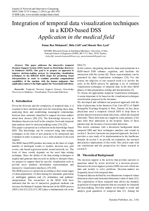 (PDF) Integration of temporal data visualization techniques in a KDD-based DSS, Application in ...