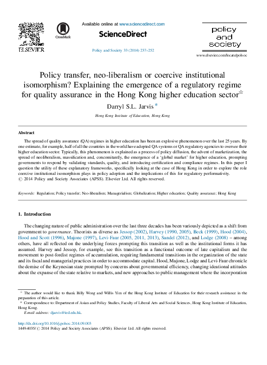(PDF) Policy transfer, neo-liberalism or coercive institutional ...