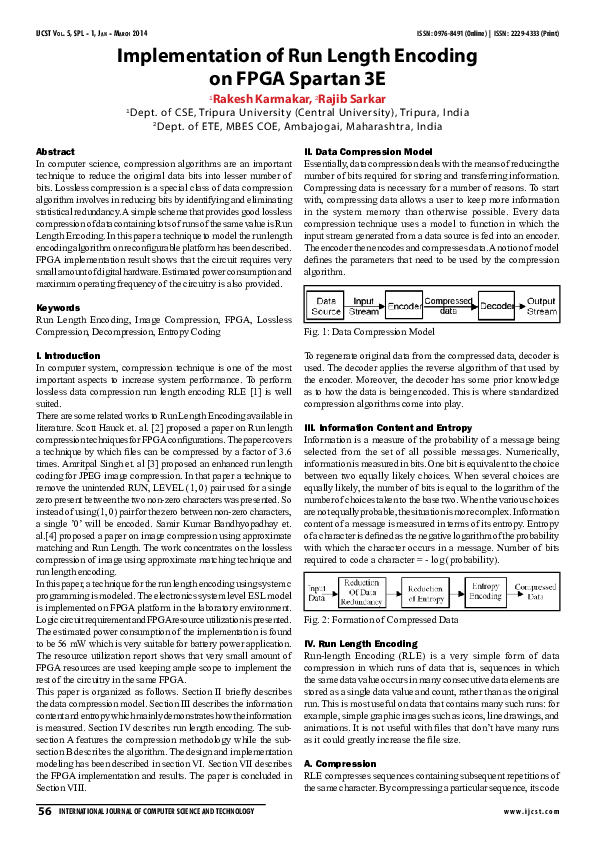 Pdf Implementation Of Run Length Encoding On Fpga Spartan 3e 1