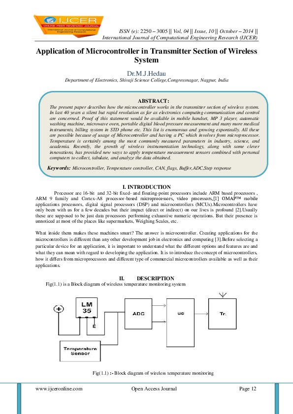 (PDF) Application of Microcontroller in Transmitter Section of Wireless ...