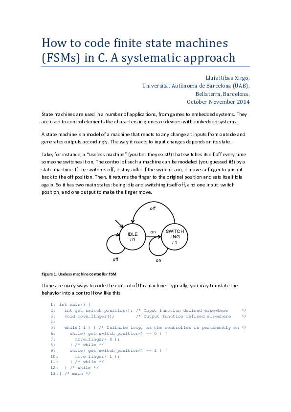 How to code finite state machines (FSMs) in C. A systematic approach