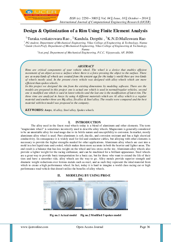Pdf Design And Optimization Of A Rim Using Finite Element Analysis