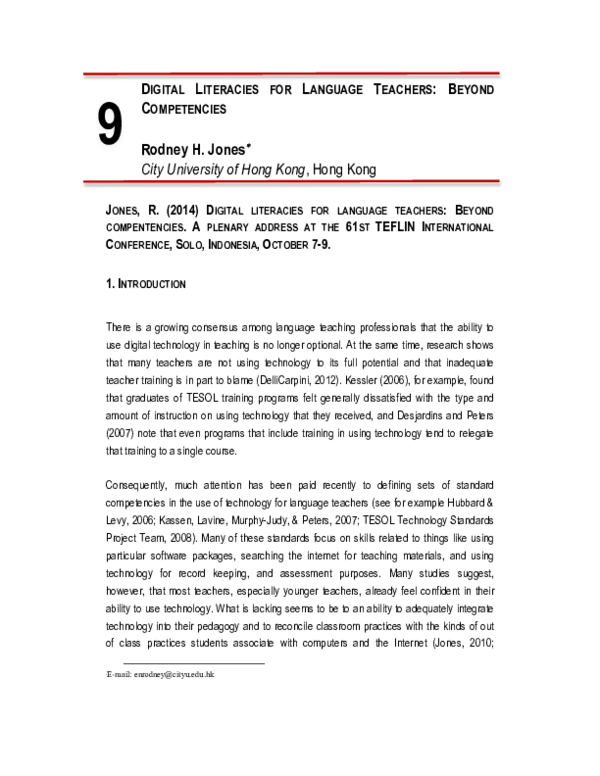 (PDF) Digital Literacies for Language Teachers