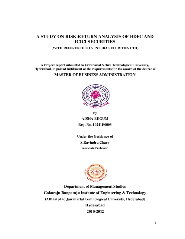 (PDF) risk return analysis