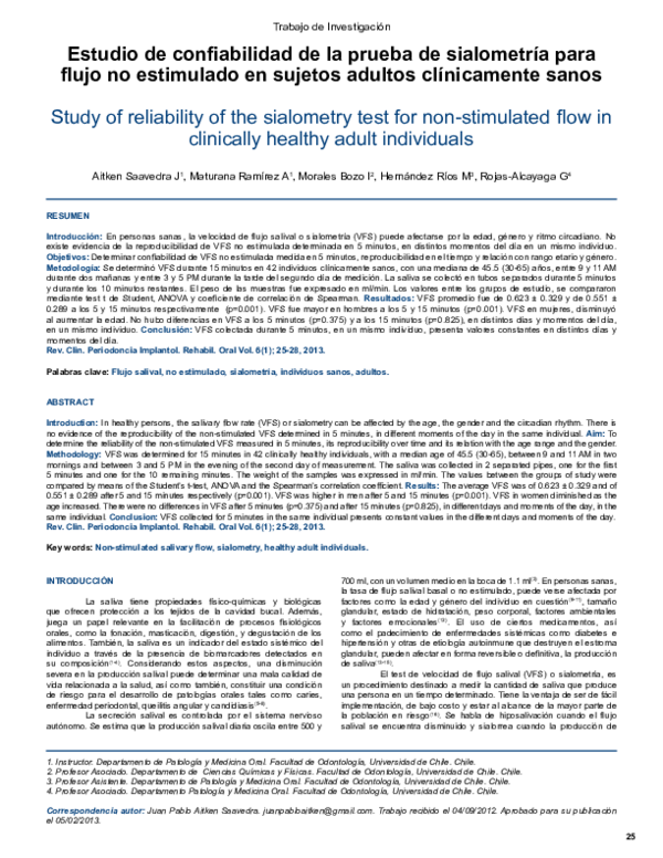 (PDF) Estudio de confiabilidad de la prueba de sialometría para flujo ...