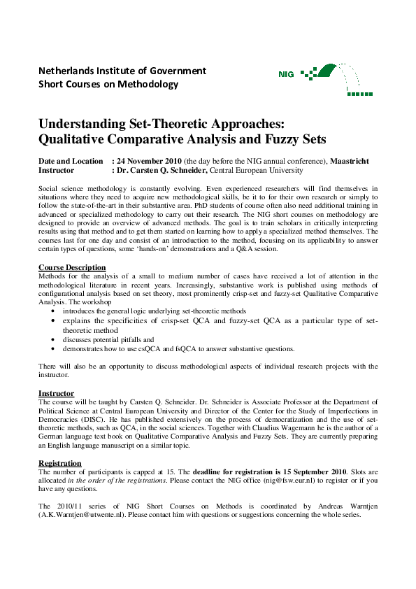 Pdf Nig Workshop Qualitative Comparative Analysis 2010