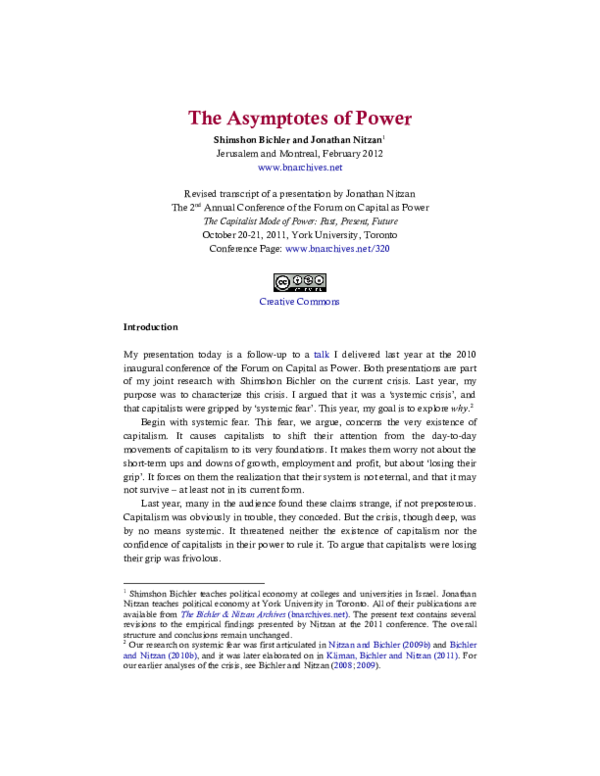 (PDF) The Asymptotes of Power | Jonathan Nitzan - Academia.edu
