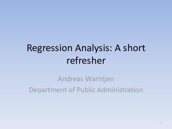 (PDF) Lecture: Refresher Regression Analysis, 2012/13