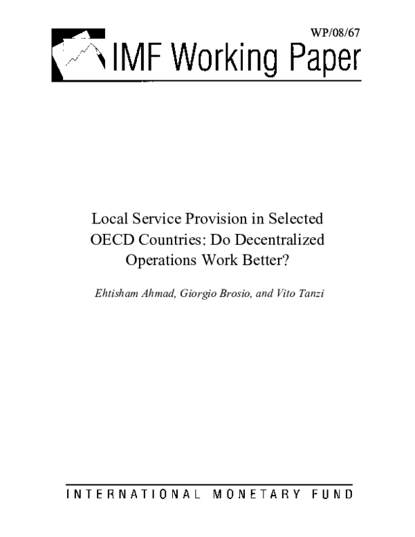 (PDF) Local Service Provision in Selected OECD Countries: Do ...