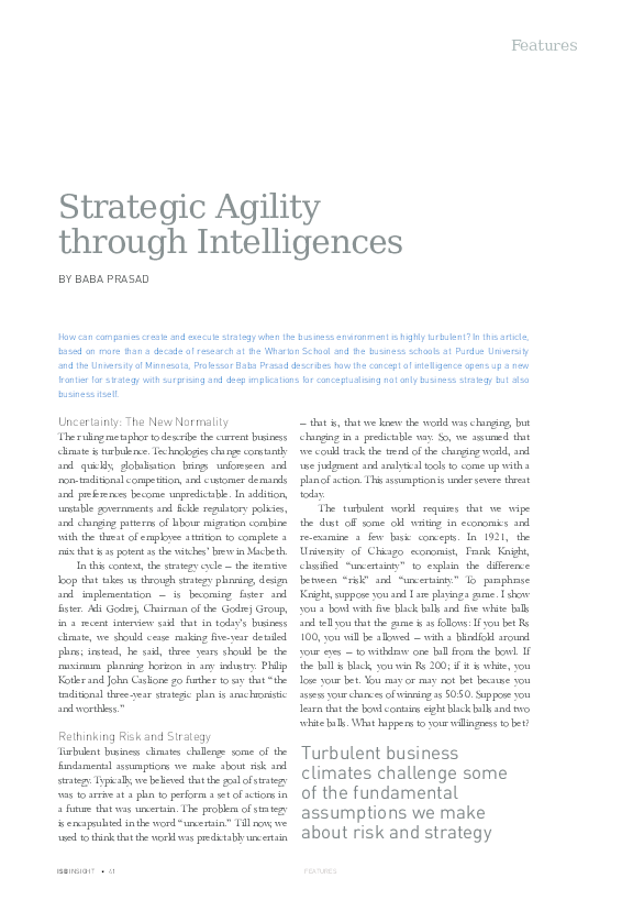 (PDF) Strategic Agility through Intelligences