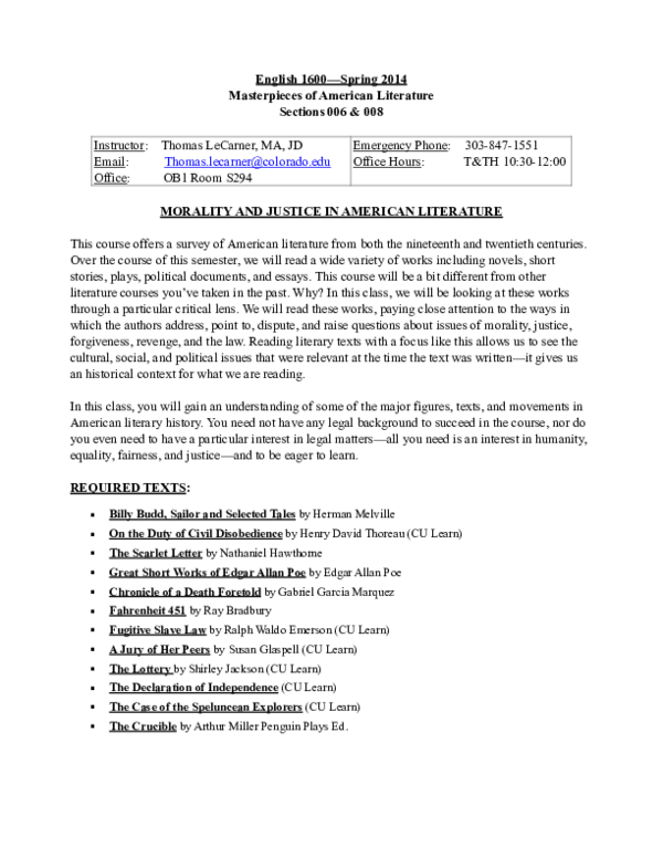 (PDF) American Law & Literature Syllabus