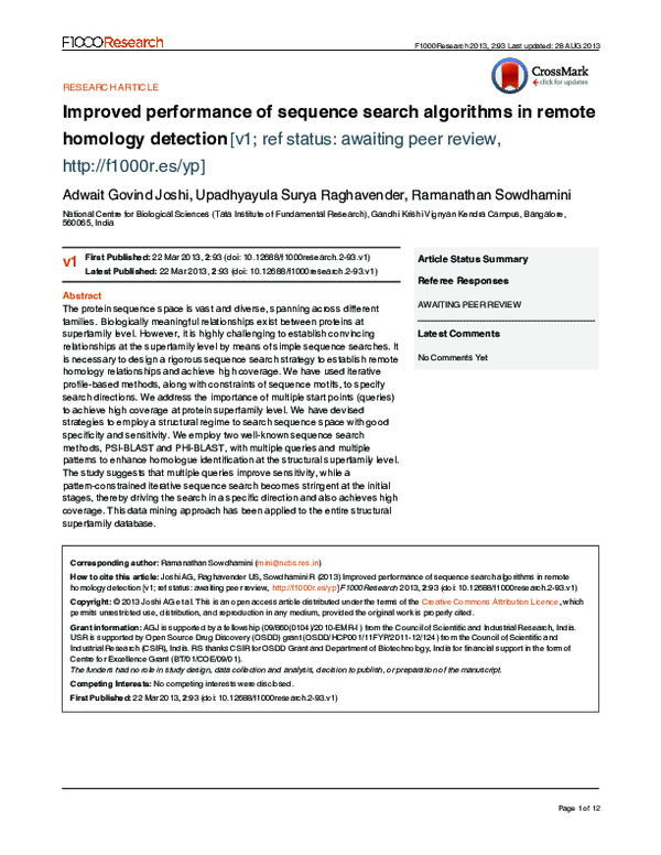 (PDF) Article Status Summary Referee Responses AWAITING PEER REVIEW