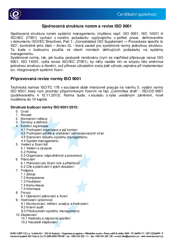 (PDF) Sjednocená struktura norem a revize ISO 9001