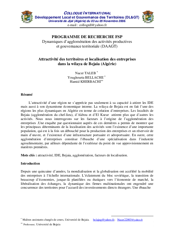 (PDF) COLLOQUE INTERNATIONAL