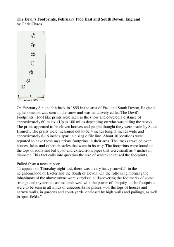 (PDF) The Devil's Footprints, February 1855 East and South Devon, England