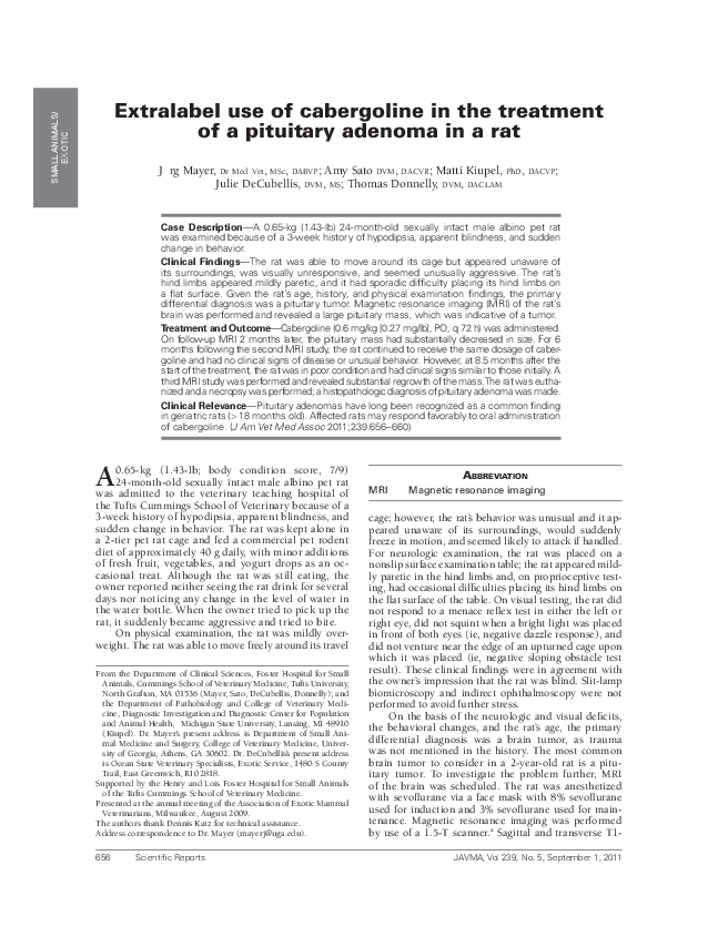 (PDF) Extralabel use of cabergoline in the treatment of a pituitary ...