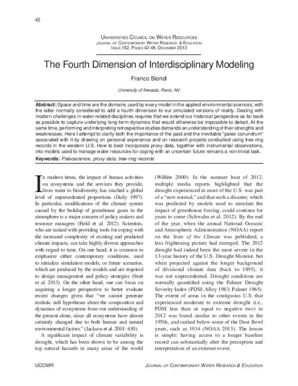 (PDF) The fourth dimension of interdisciplinary modeling