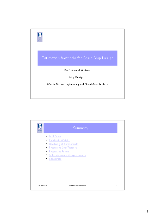 (PDF) Estimation Methods for Basic Ship Design