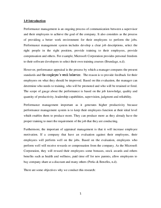 (DOC) Performance Appraisal and Management at Microsoft