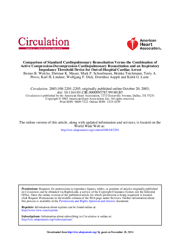 (PDF) Comparison of Standard Cardiopulmonary Resuscitation Versus the ...
