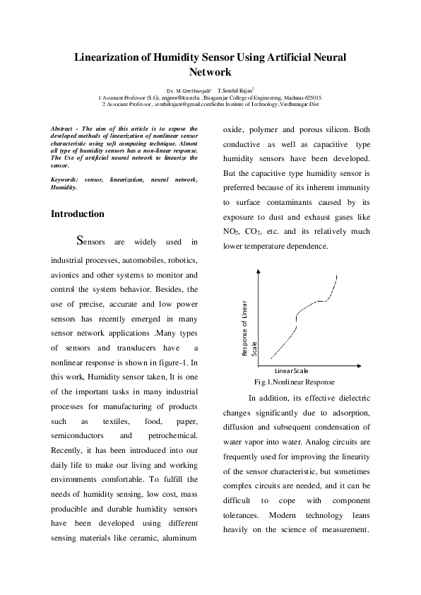 Linearization Of Humidity Sensor Using Artificial Neural Network