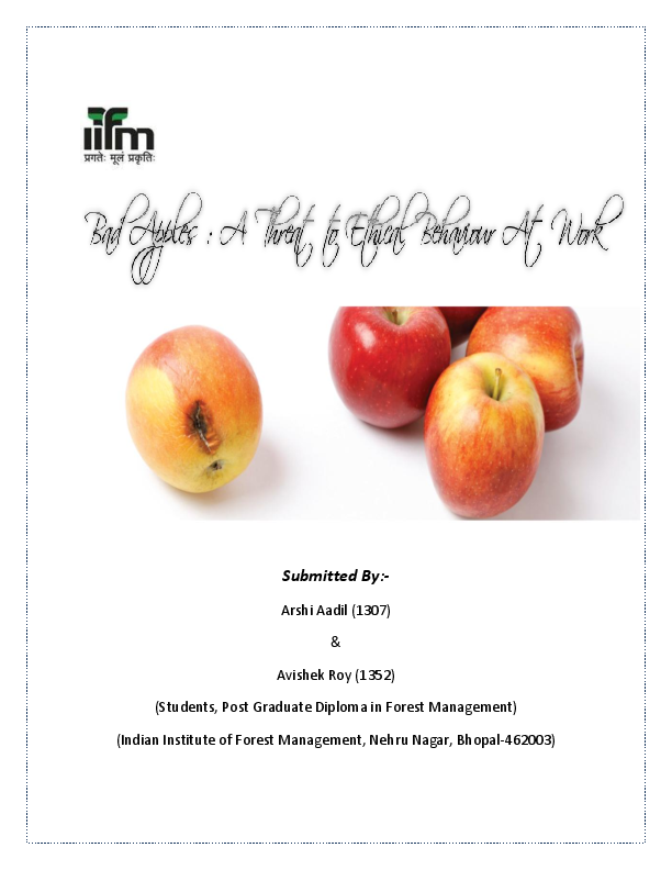 (PDF) Bad Apples: A threat to ethical behavior at work