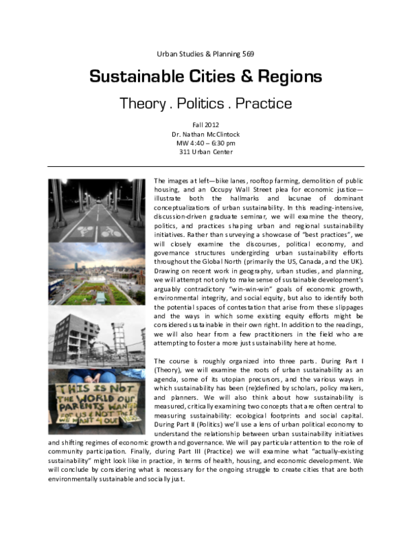 (PDF) USP 569: Sustainable Cities & Regions: Theory, Politics, Practice