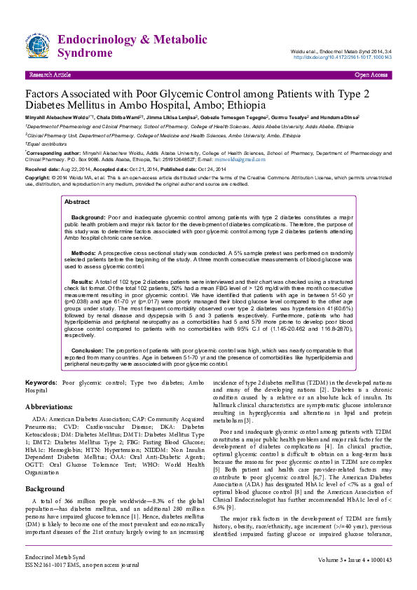 (PDF) Factors Associated with Poor Glycemic Control among Patients with ...