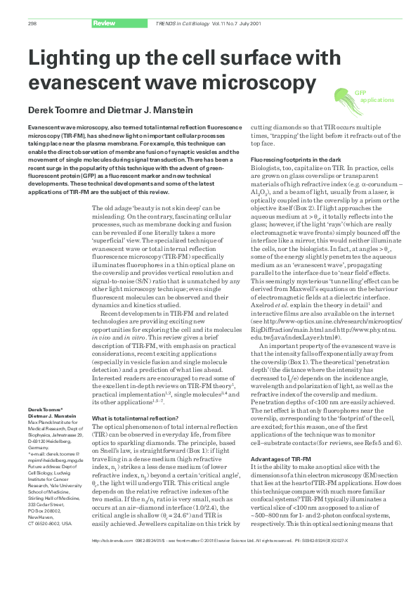 (PDF) Lighting up the cell surface with evanescent wave microscopy