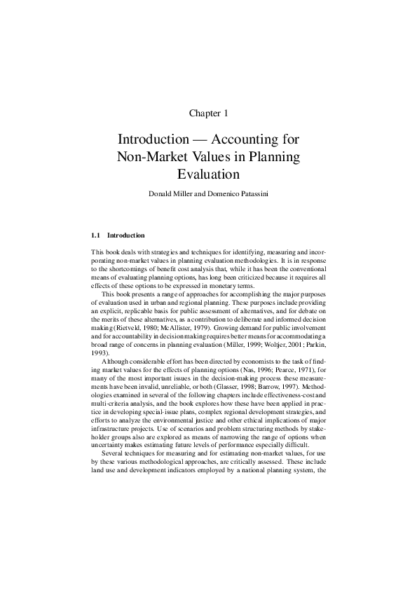 (PDF) Introduction — Accounting for Non-Market Values in Planning ...